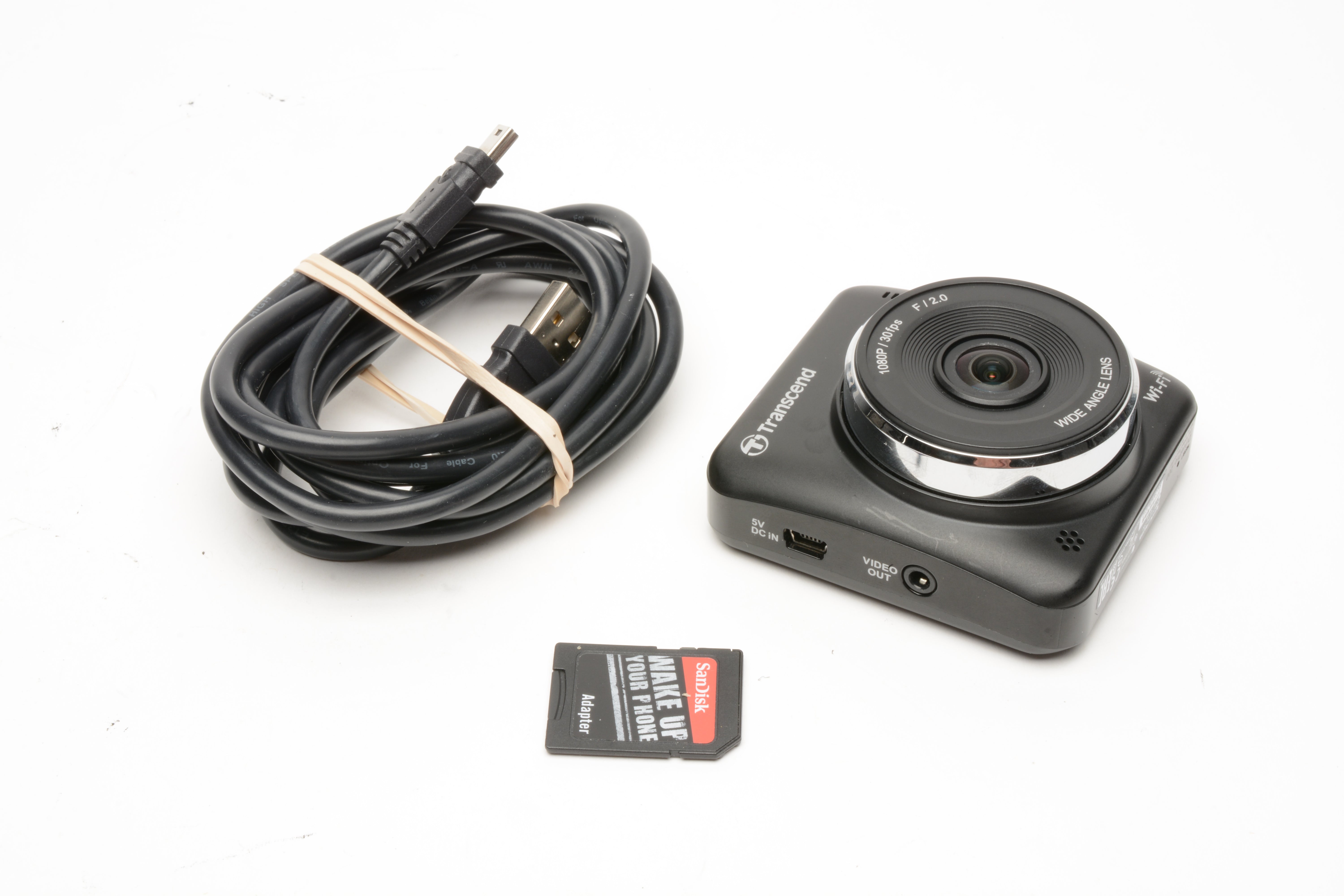 Transcend DrivePro 200 Dashcam Full HD Wi-Fi w/USB and 32GB SD Micro c ...
