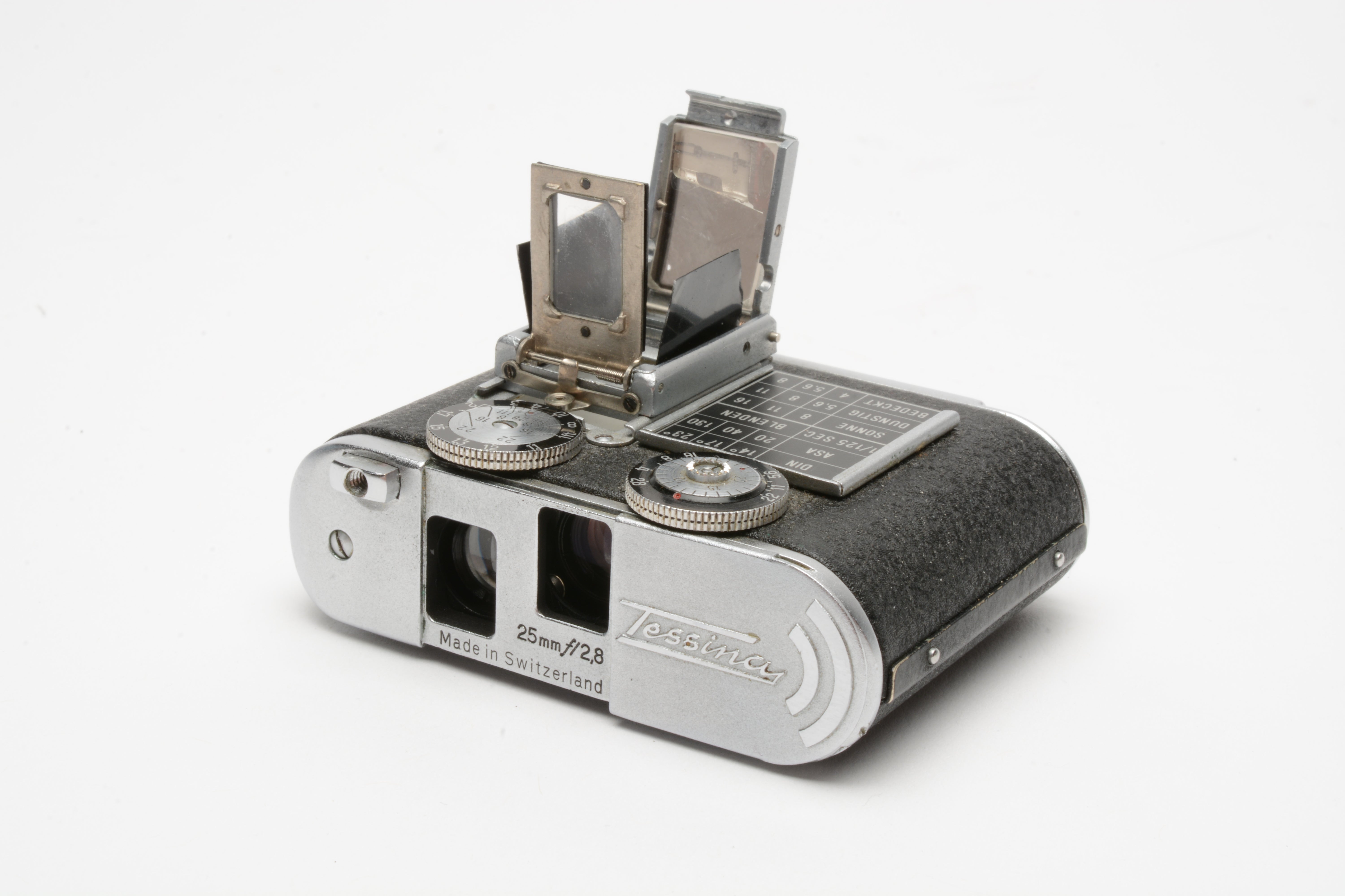 Tessina Black Vintage Subminiature Camera w/25mm f/2.8 Made in Switzer ...