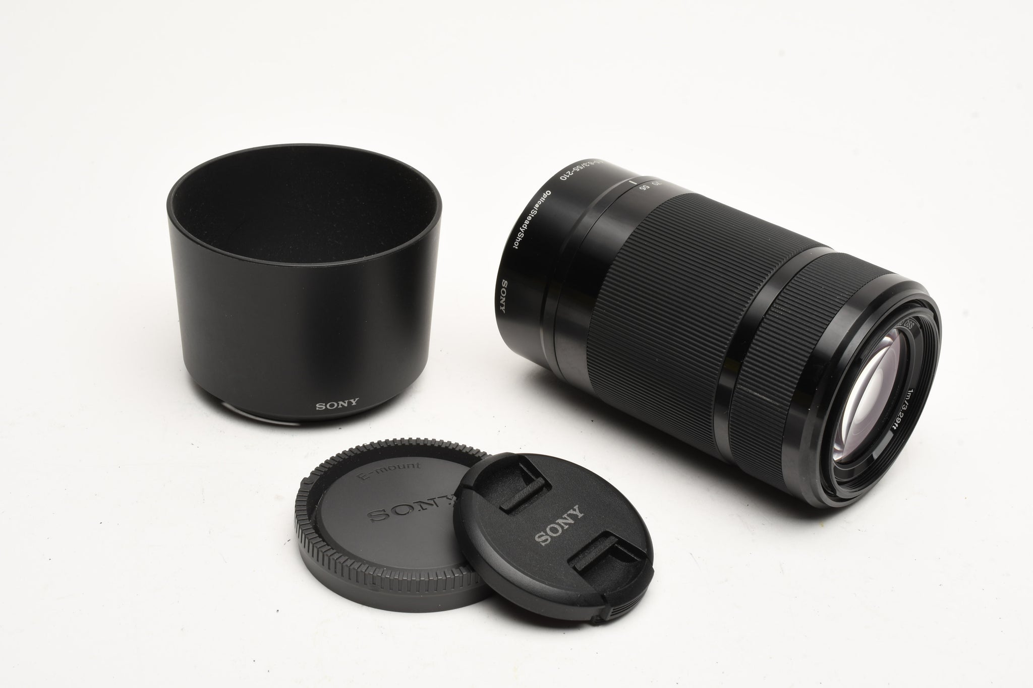 Sony 55-210mm f4.5-6.3 OSS zoom lens (Black) w/Lens caps, Lens hood ...