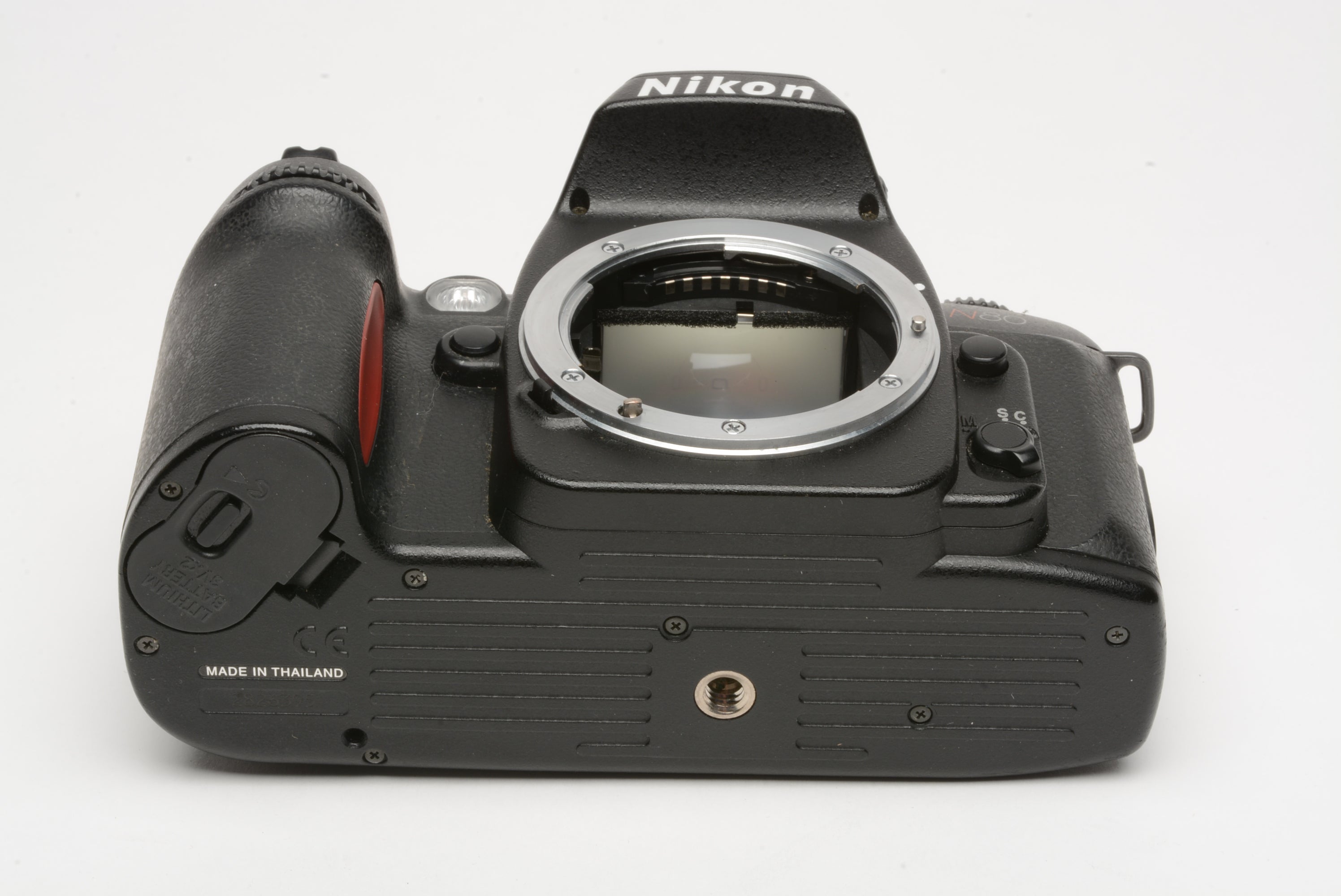 factory discounted Nikon N80 35mm SLR body, cap, strap, tested, works ...
